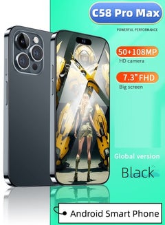 تسوق نو برانديد وهاتف ذكي C58 Pro Max، للعمل والدراسة، هاتف احتياطي، شاشة 7.3 بوصة، 4K HD، ذاكرة ...