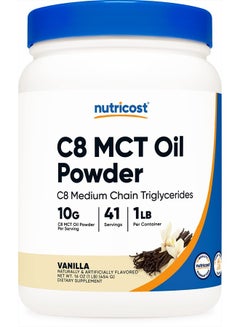 Nutricost C8 MCT Oil Powder 1LB (16oz) Vanilla Flavor - 95% C8 MCT Oil ...