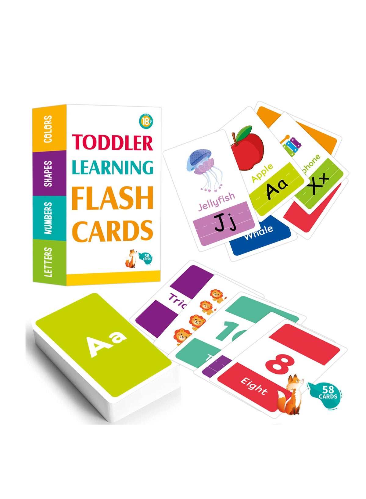 TC Large Alphabet Flash Cards for Toddlers Learn Colors Number Shapes ...