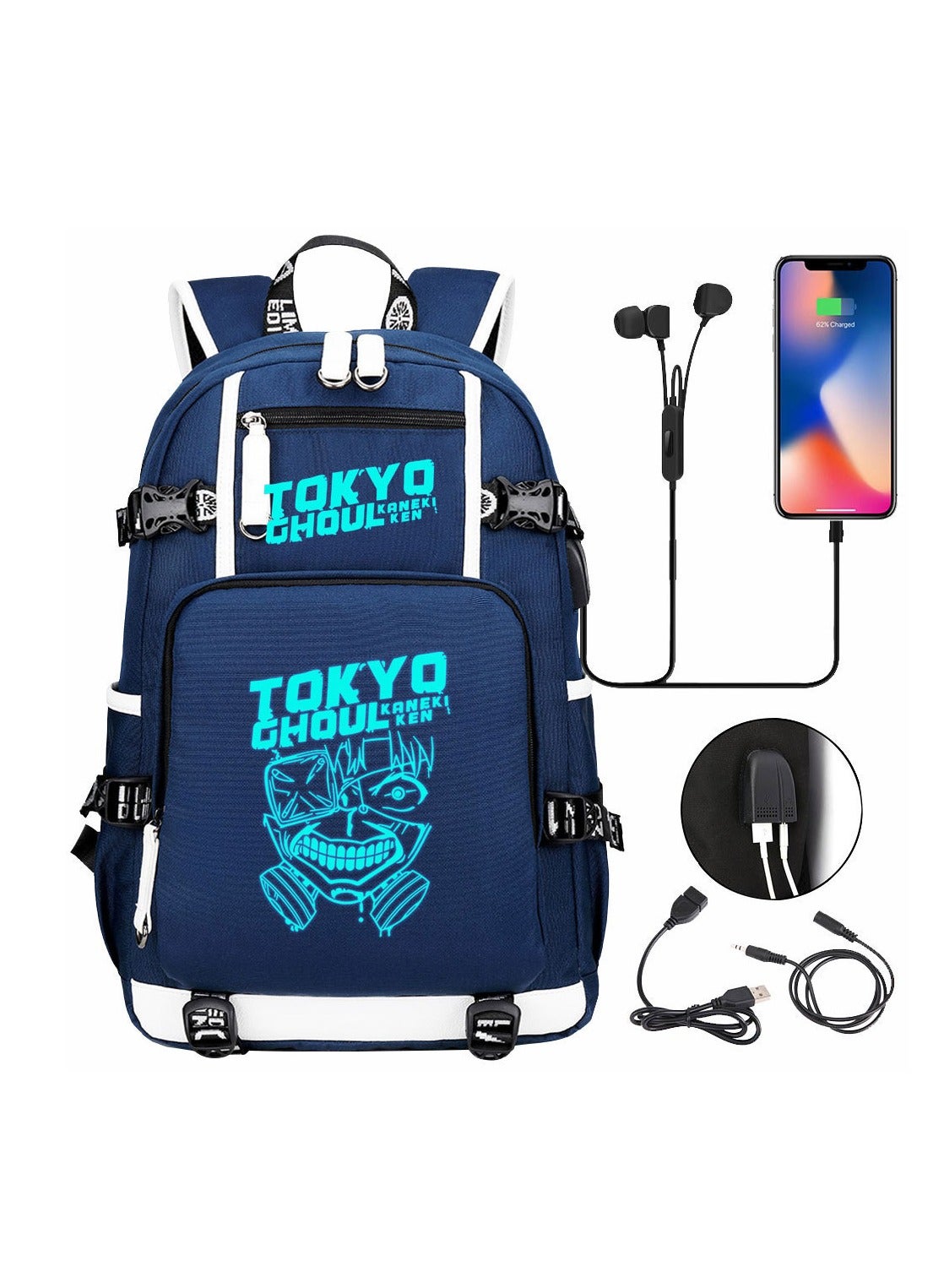 TOKYO Nightglow printed USB youth leisure travel backpack | Best Price ...