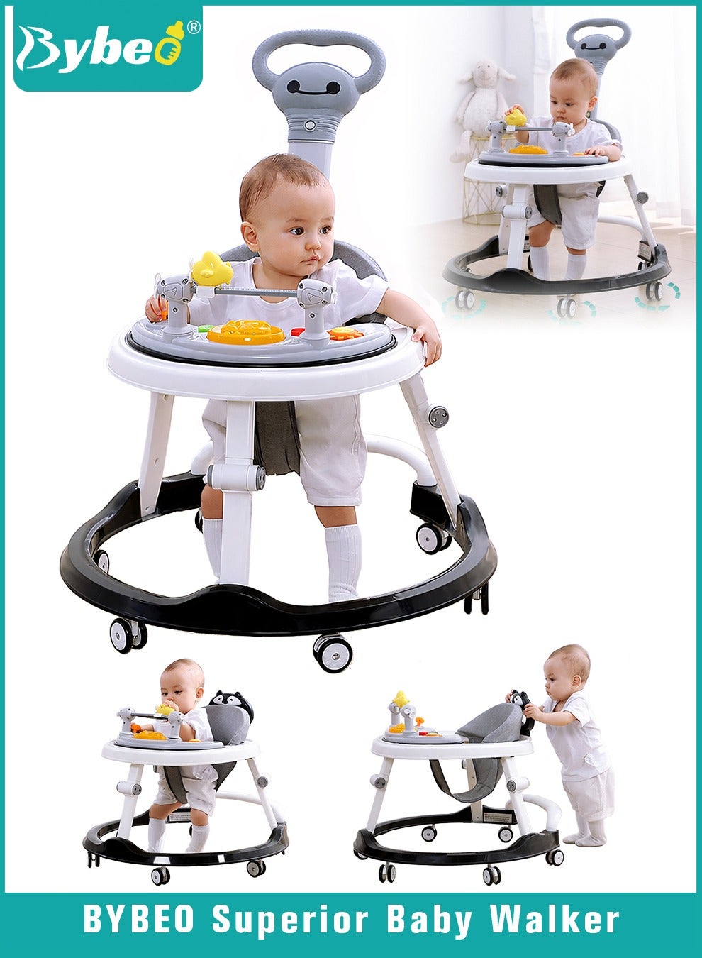 Bybeo 3 in 1 Baby Walker With Parent Push Handle, Children Walkers with ...