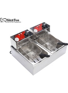 KitchTron Double Deep Fryer Stylish Red Panel ,Stainless Steel Dual ...
