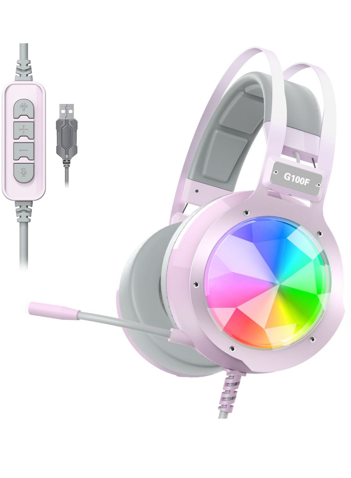JINDUN G100F USB RGB Gaming Headset - 7.1 Surround Sound - adjustable ...