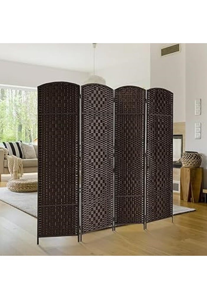 Living Foldable partition room divider, 4 Dark brown panels | Best ...