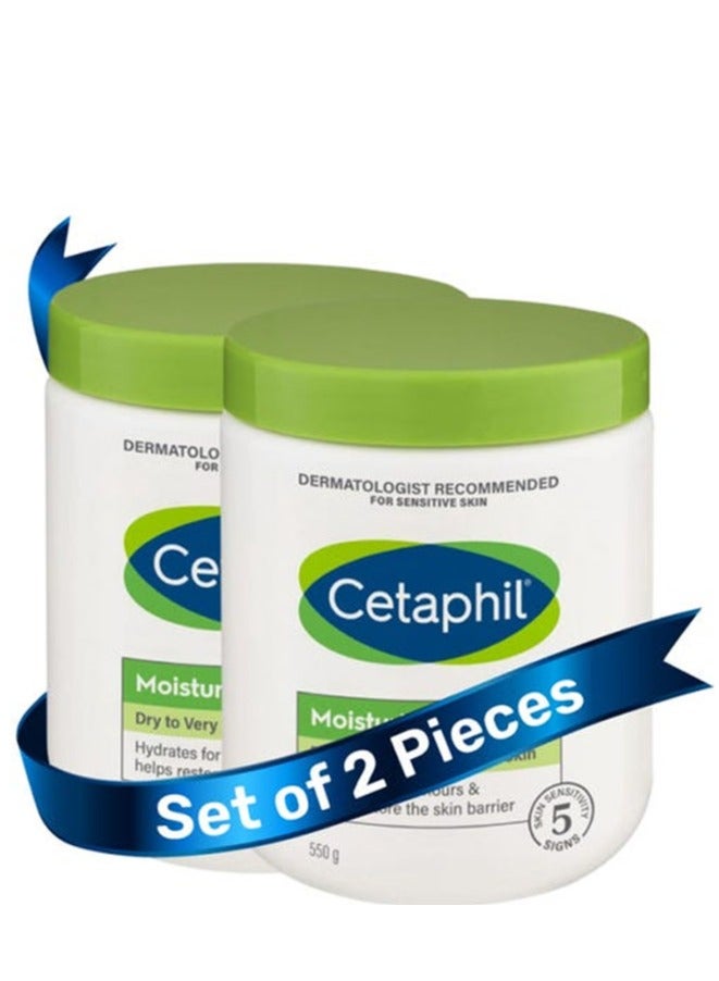 Cetaphil 2 Pcs Moisturising Cream For Dry Sensitive Skin White 500grams ...