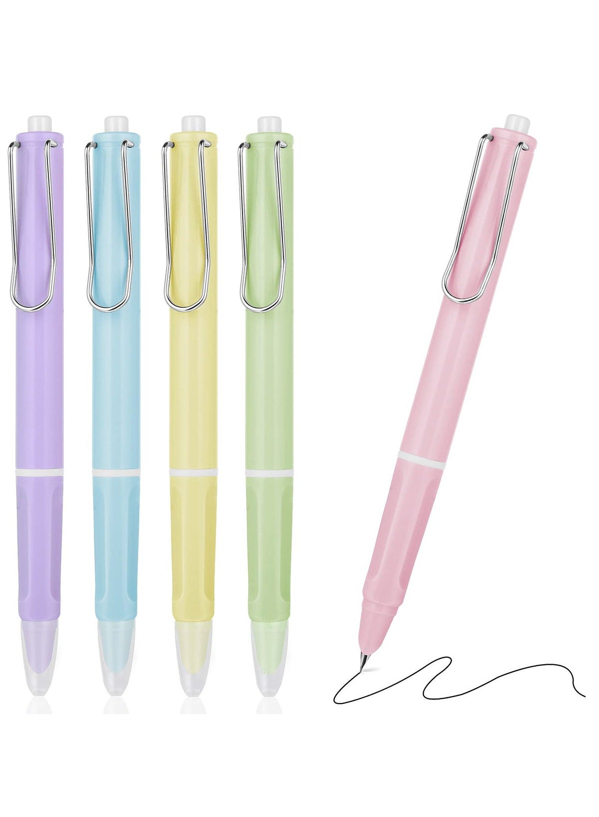 Y&D Retractable Fountain Pen, 5PCS 0.38mm Pastel Refillable Ink ...