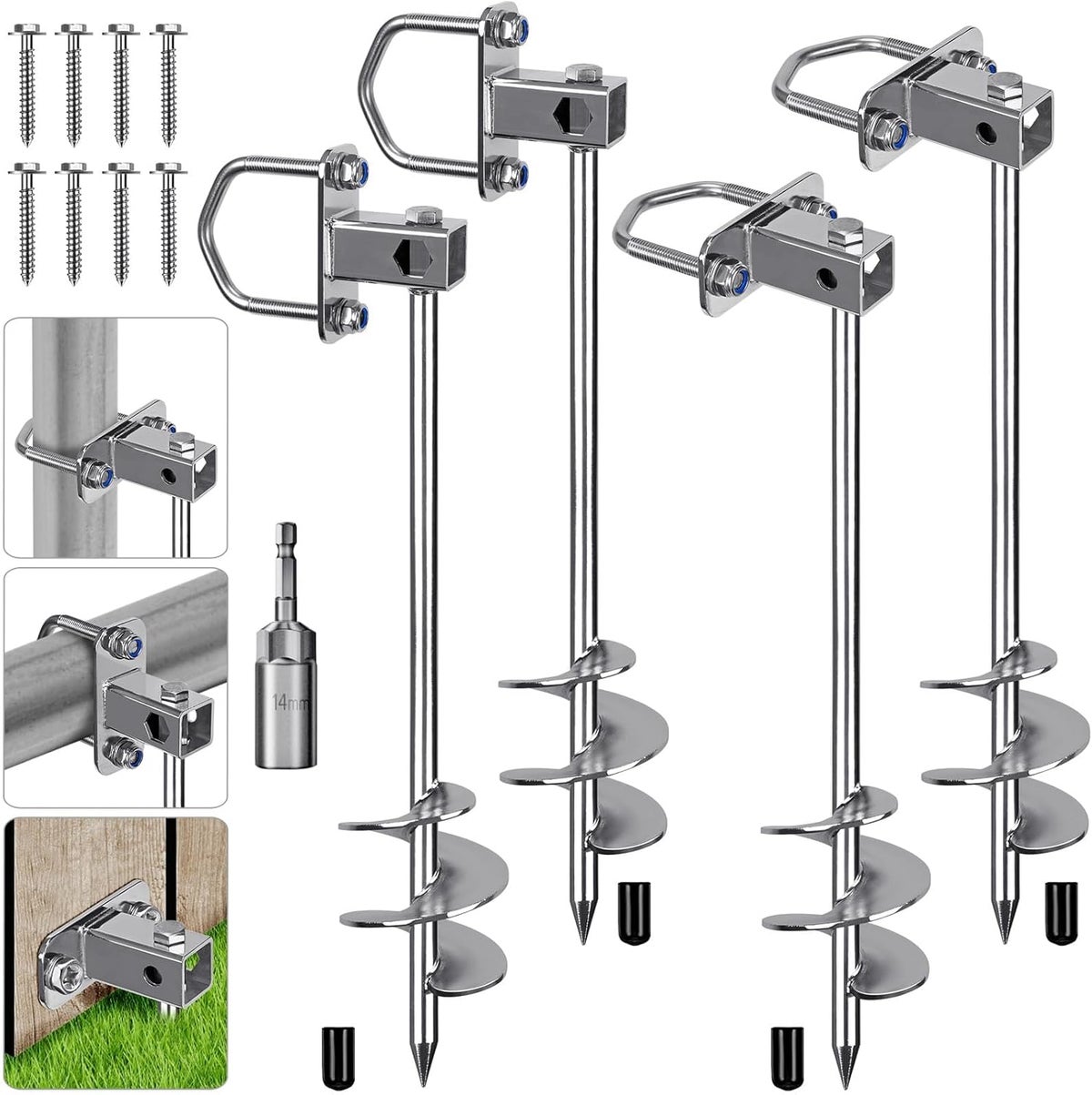 Insaga Multi-Purpose Ground Anchors Screw in, Fully Welded Trampoline ...