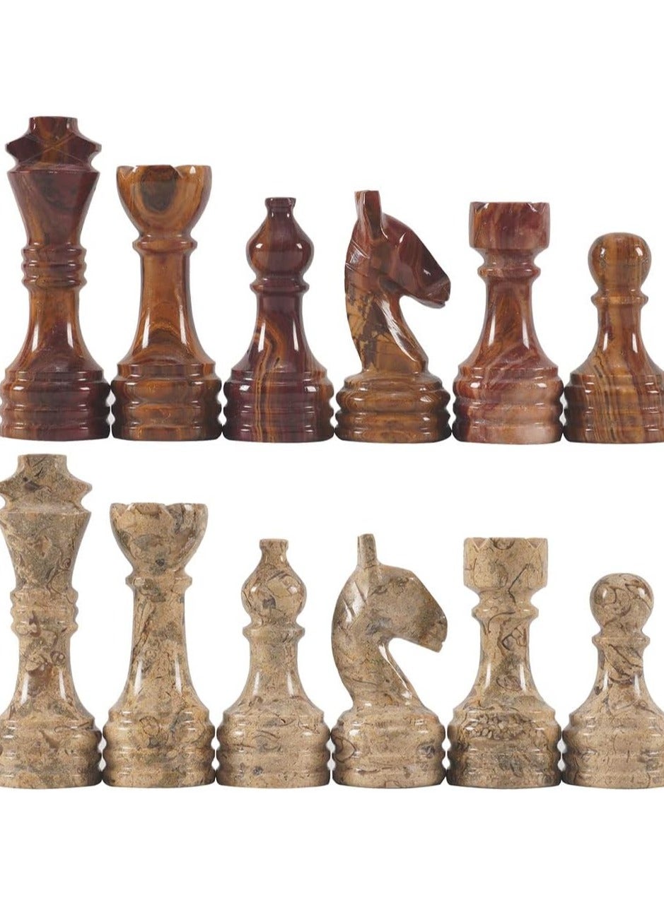 RADICALn Marble Chess Figures 3.5'' Inches Red and Coral Handmade Chess ...