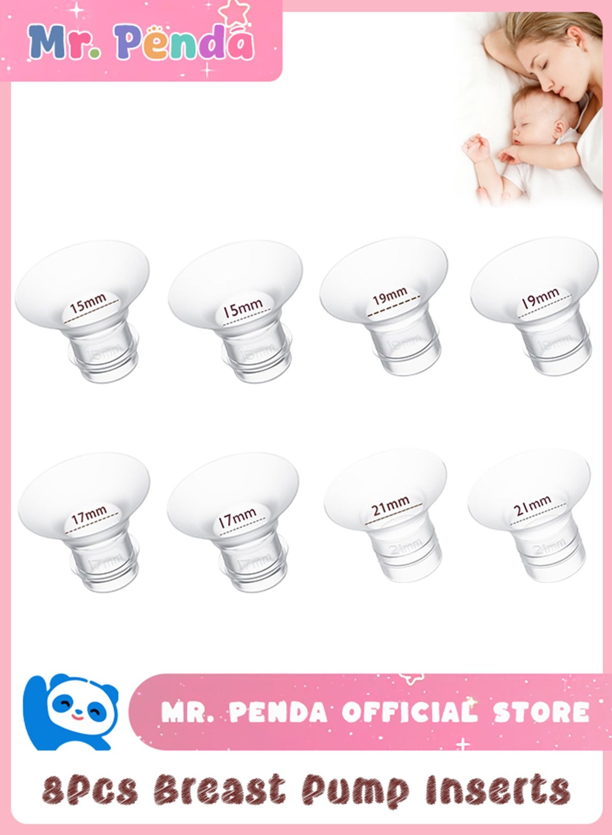 Mr. Penda 8 Pack Breast Milk Pump Inserts 15/17/19/21mm Breast Milk ...