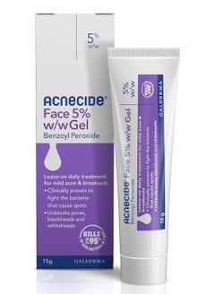 Acnecide Face Gel 5% Benzoyl Peroxide Acne Treatment for Spot Prone ...