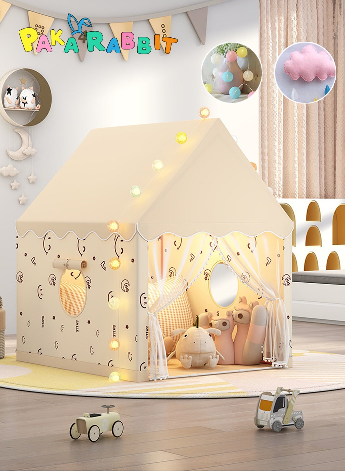 Paka Rabbit Game tent, portable indoor playground tent with clouds and ...