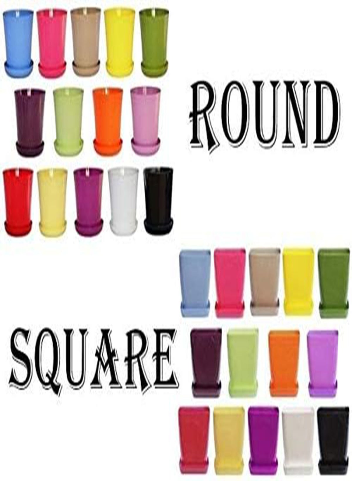 GGOOT : 13 Cm - 5.1 Inch: Flower Pots 14 Colours Decor Square And Round ...