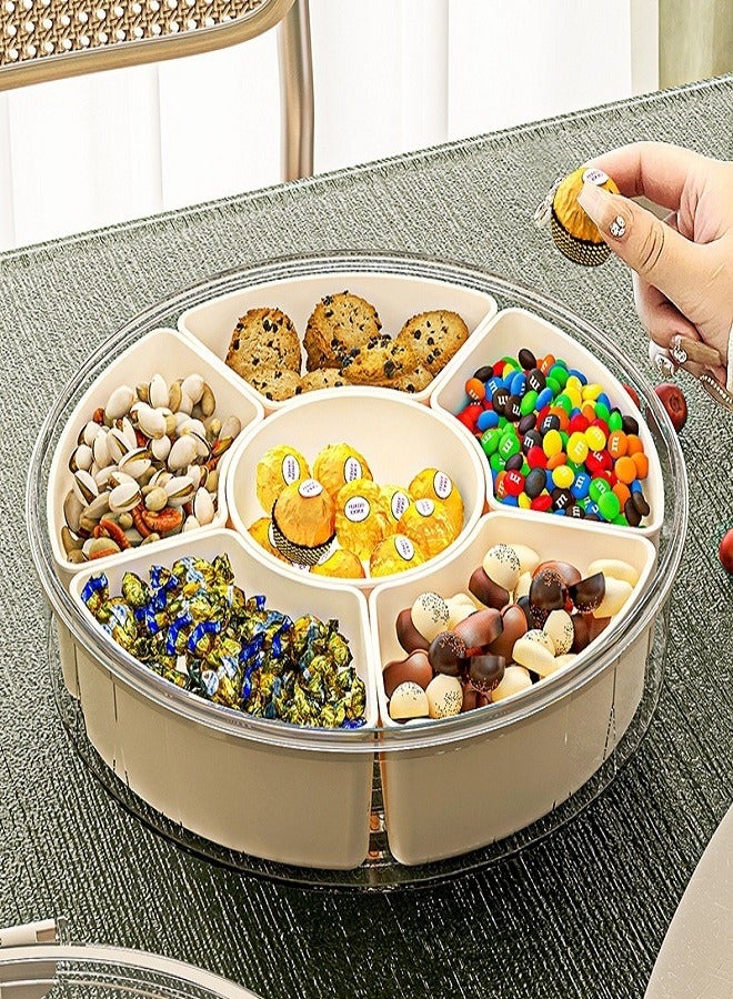 Generic Portable Rotating Snack Box with Handle | 6-Compartment Round ...