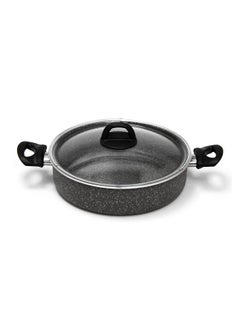 Hascevher Granite Shallow Pot with Handle Cooking Pot with Glass Lid ...