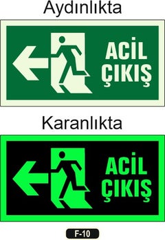 Gündoğdu ''phosphorescent Emergency Exit Direction'' Sign F-10 | Best ...