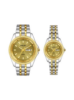 HALEI HALEI Luxury 2-Piece Couple Watches Gold-Silver Tone Stainless ...