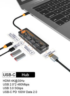 تسوق ULHYC و5 In 1 USB-C Hub Type C Dock Adapter with 4K HDMI USB-C Gen ...