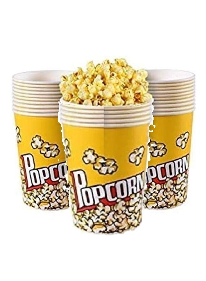 25 Pieces Disposable Leak-Free Stackable Popcorn Paper Cup Buckets ...