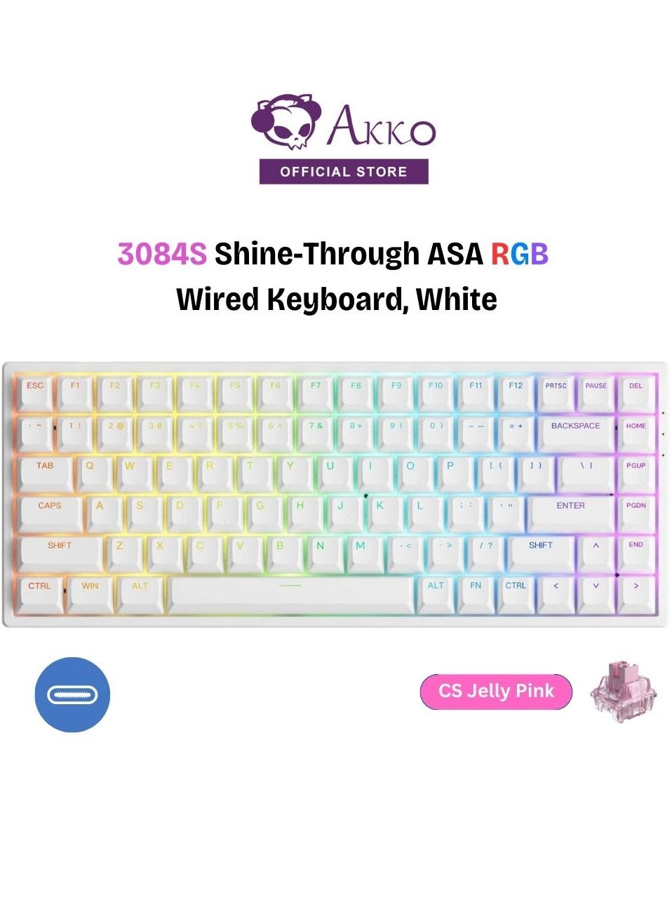 تسوق AKKO وAkko 3084S 75% Percent 84-Key RGB Hot-swappable Mechanical ...
