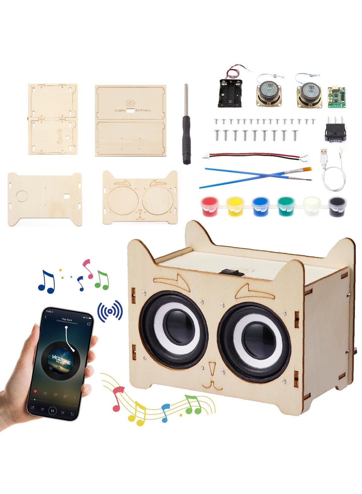 Arabest DIY Speaker Box Kit, Paint-able Electronic Sound Amplifier ...