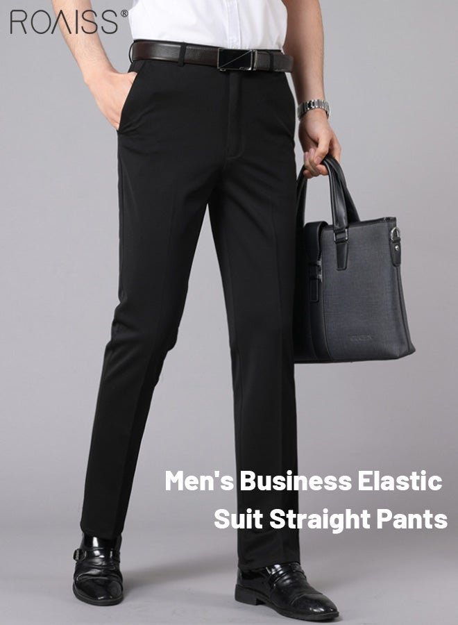 roaiss Men's Fashion Casual Business Pants Summer Light Thin High ...