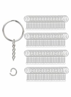 KASTWAVE 100pcs Metal Split Key Chain Rings with Chain Silver Key Ring ...