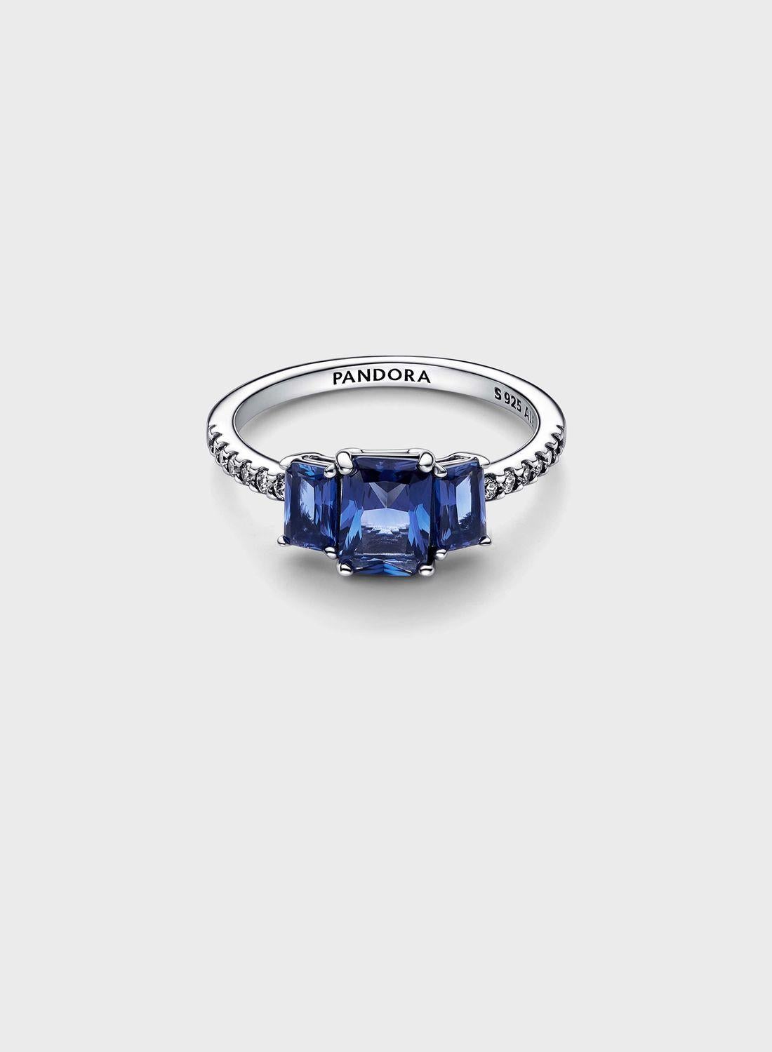 PANDORA Blue Rectangular Three Stone Sparkling Ring | Best Price UAE ...