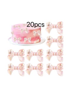 Generic 20 Pcs Pink Bow Cake Topper Bowknot Cupcake Toppers Cake ...