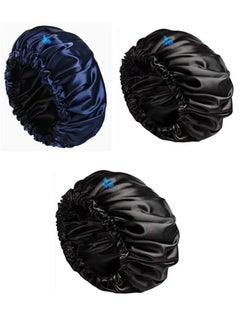 Bless 3 piece Satin hair bonnet for sleeping in various colors blue ...