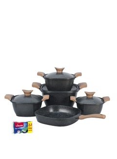 NeoKlein healthy granite nonstick 9 piece kitchen cookware pots and a ...