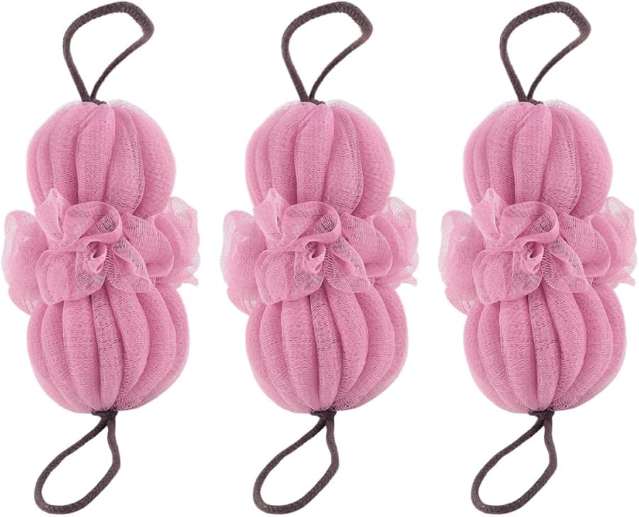 Generic 3Pcs Pink Loofah Sponges Soft Exfoliating Bath Scrubbers for ...