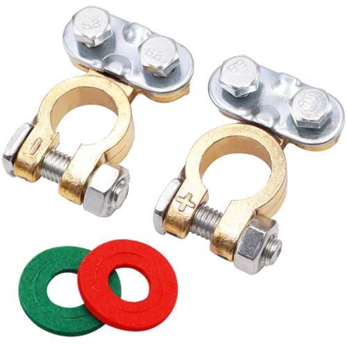 Tnisesm Tnisesm 1Pair Battery Terminal Set with Anti-Corrosion Washers ...