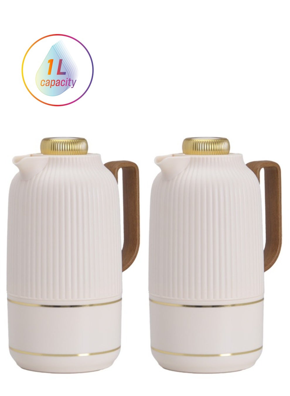 Badraig 2-Piece Coffee And Tea Vacuum Flask Off White/Gold 1 Liter ...