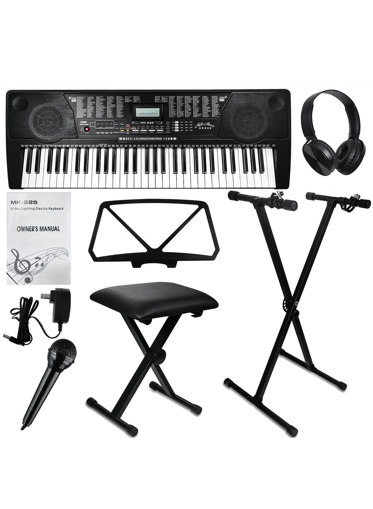 Mike Music 61 Key Keyboard Piano for Beginners LCD Display MK825 ...