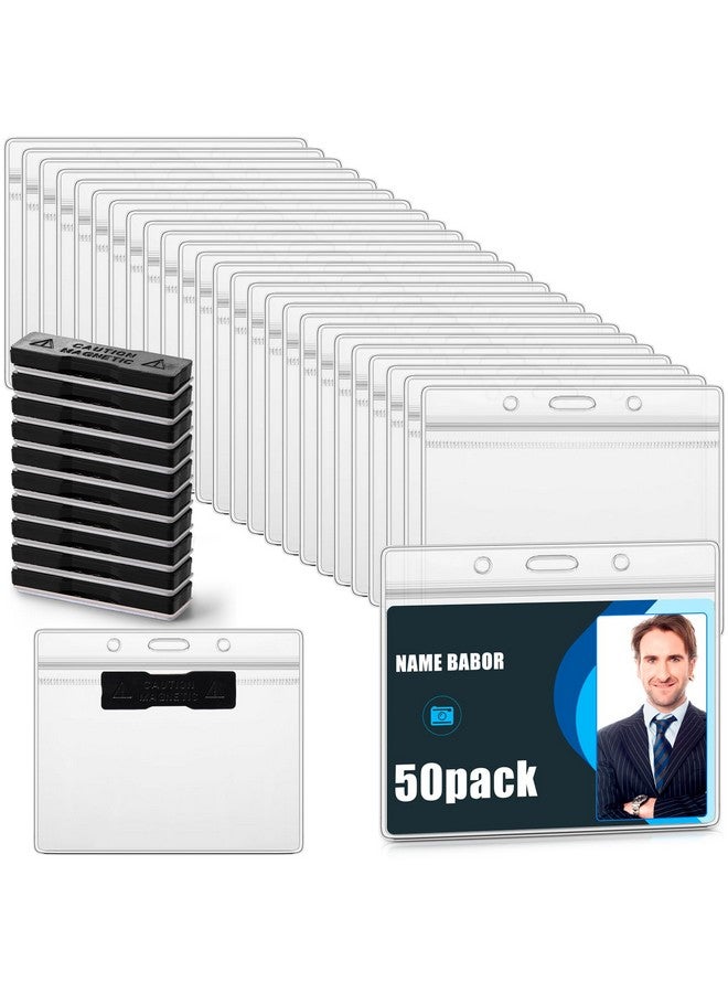 Chinco 50 Pieces Magnetic Name Badge Holder Waterproof Magnet Name Tags ...