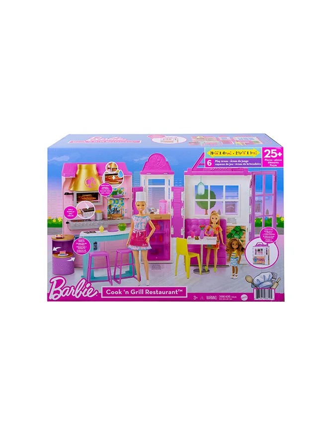 Barbie Cook ‘N Grill Restaurant Playset With 30+ Pieces & 6 Play Areas ...