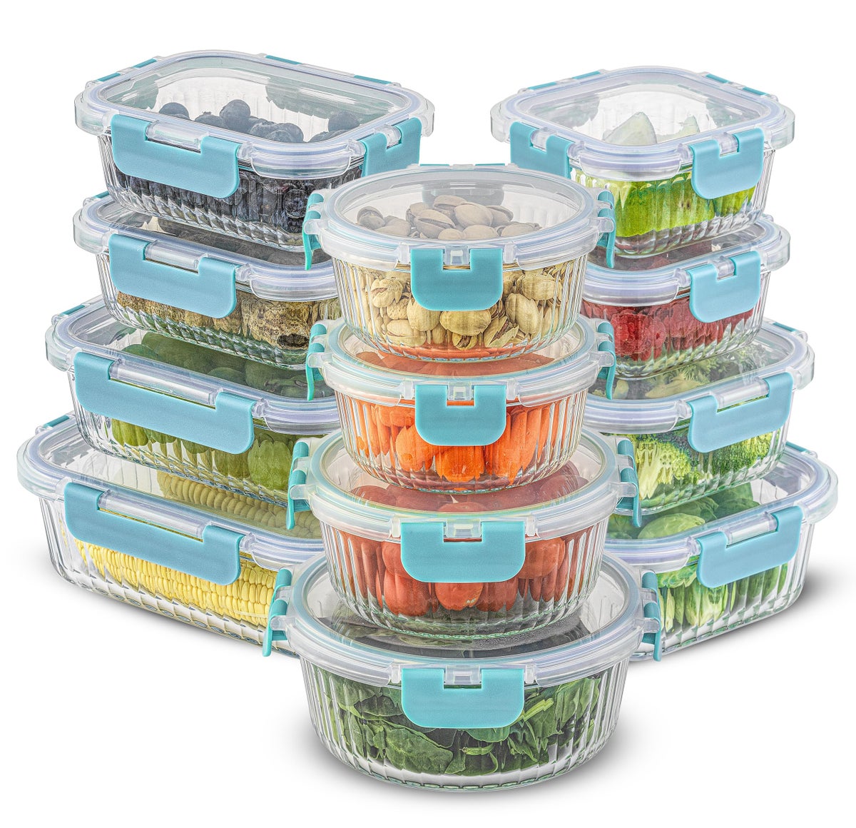 JoyJolt JoyJolt 24pc Borosilicate Glass Storage Containers with Lids 12 AirtightFreezer Safe ...