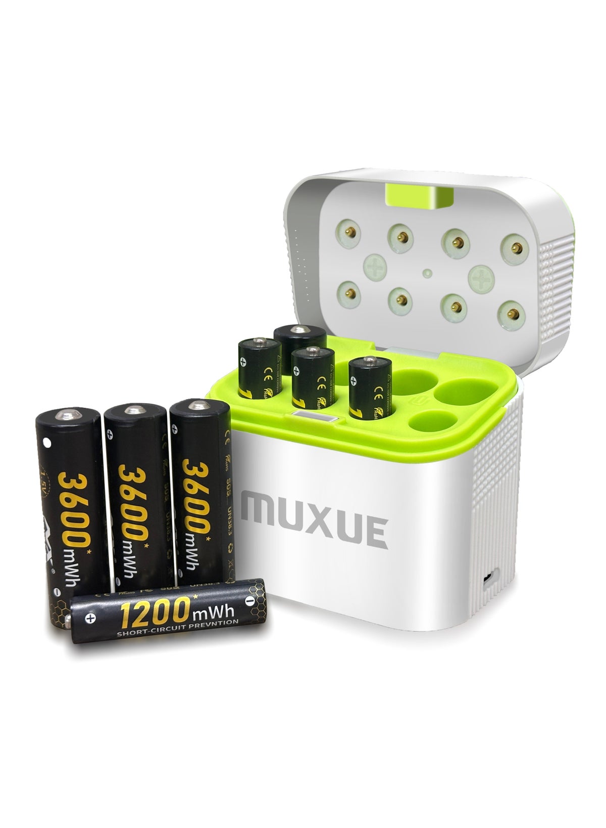 MUXUE Rechargeable 4 AAA and 4 AA Batteries Lithium with Charger,8 Pack ...