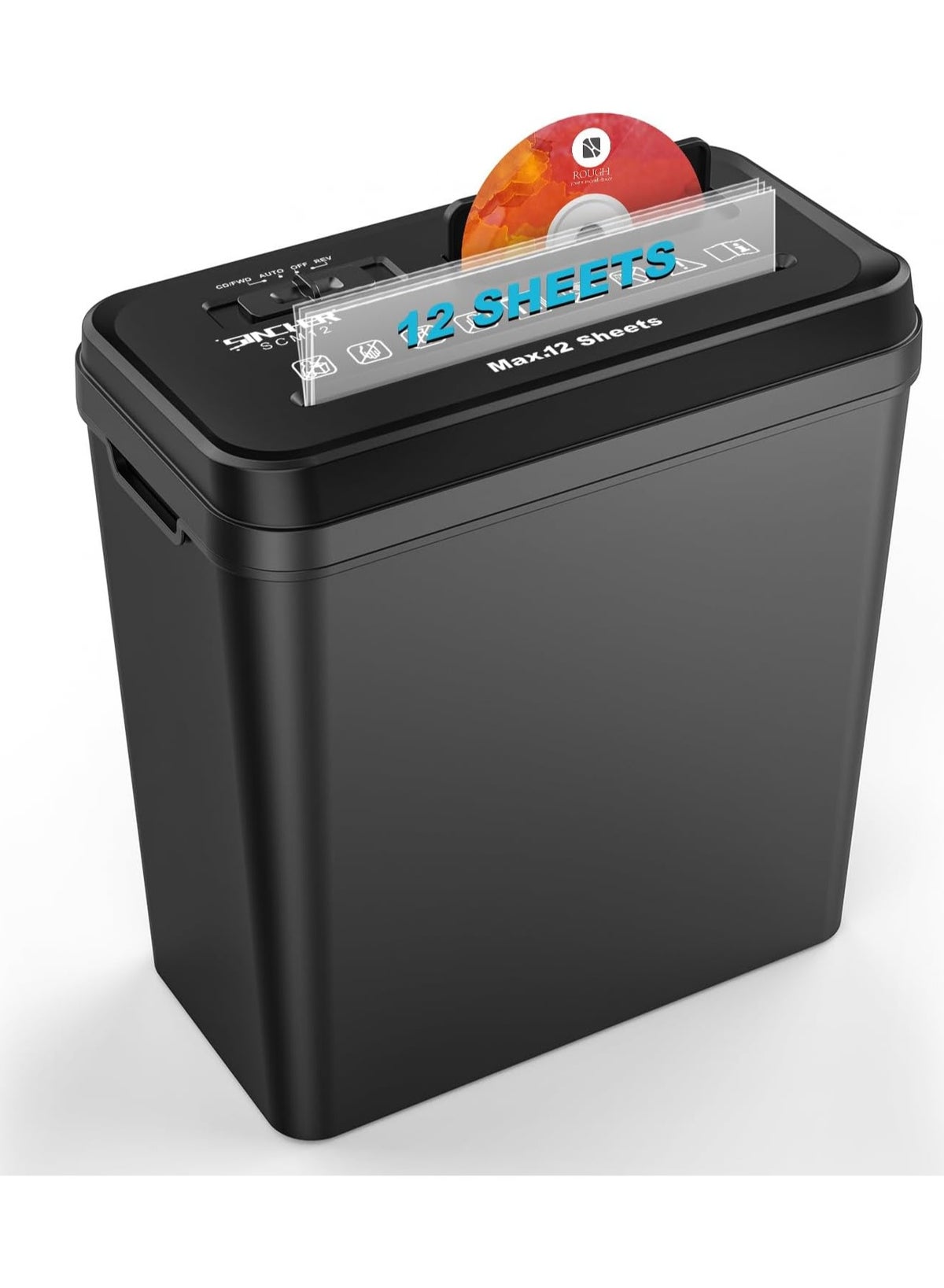 SINCHER 12-Sheet Strip Cut Paper Shredder for Home Office, 14L Waste ...