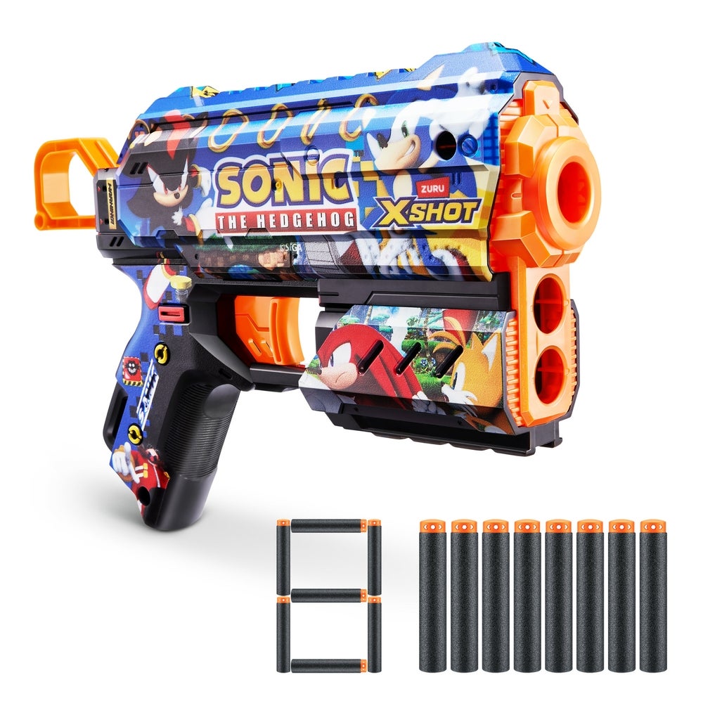 ZURU Zuru - X-Shot Skins Flux Sonic The Hedgehog Mega Sonic with 8 Soft ...