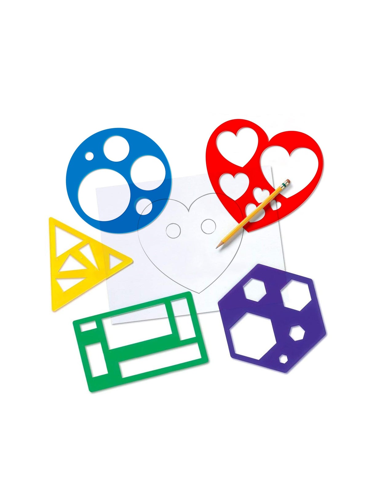 Geometric Shapes Stencils Template for Kids, 10Pcs Children Simple ...