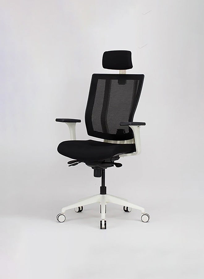BACK COMFORT PROMAX Office Chair with White Frame and Black Fabric ...