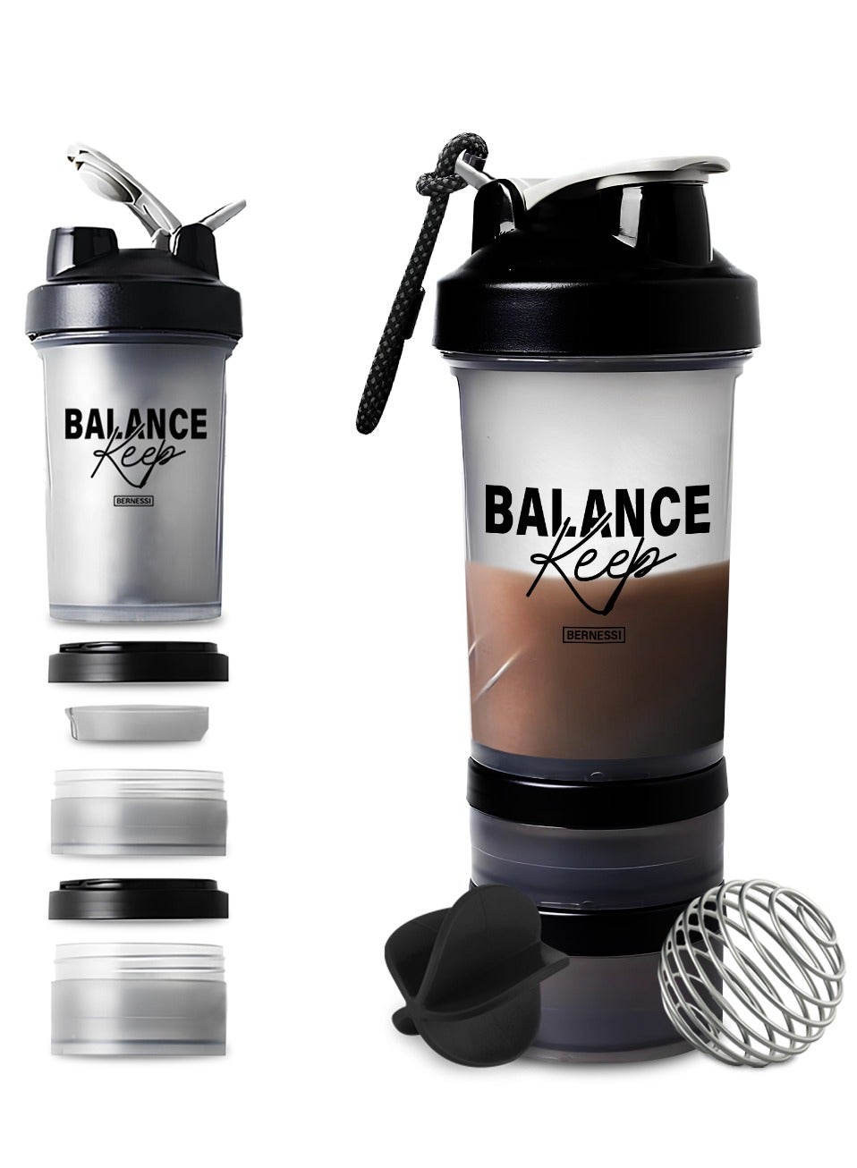 Bernessi BERNESSI 450ml/15oz Protein Shaker Bottle with Leak-Proof for Protein Mixes & Shakes ...