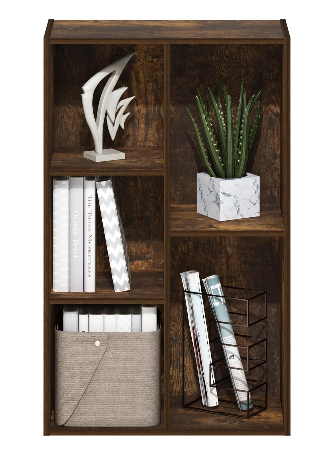 Gogoya 5 Cube Storage Shelf Organizer Bookshelf with Back Panel,Modern ...