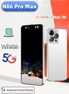 نو برانديد هاتف ذكي N86 Pro Max مقاس 6.8 بوصة، ذاكرة 128 جيجابايت، مسجل فيديو أمامي وخلفي، يدعم ...