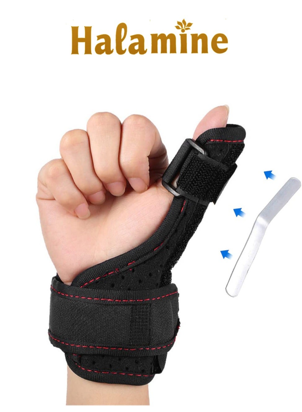 Halamine Thumb Splint Support Brace with Wrist Strap, Pain Relief from ...