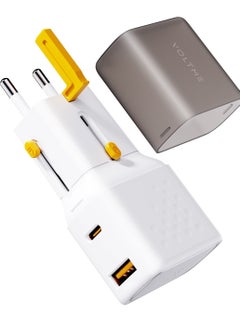 VOLTME Universal Travel Adapter GaN3 35W with QC4.0 USB-A & PD3.0 Type-C PPS Fast Charging ...