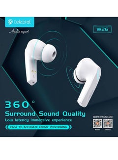 تسوق Celebrat وTWS W26 True Wireless Earbuds E-Sports Gamer - White ...