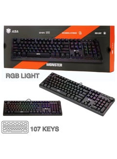 ASA Monster ASA Full Size Mechanical Keyboard, 107 Keys Black Anti ...