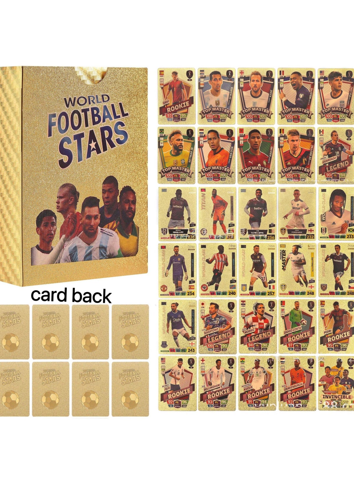 EHOME 55-Pcs World Football Star Gold Foil Card PVC Flash Card For Fans ...